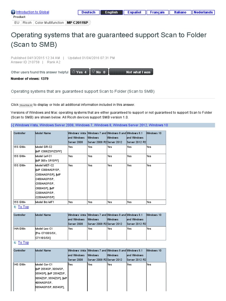 Operating Systems That Are Guaranteed Support Scan To Folder (Scan To SMB) | PDF | Microsoft ...
