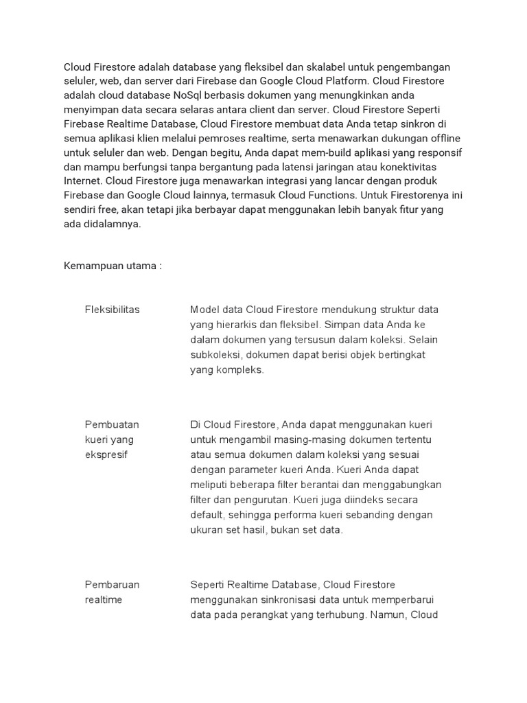 Penjelasan Cloud Firestore | PDF