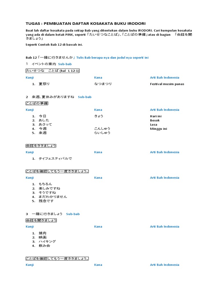 Tugas Irodori - Data Kosakata 2 | PDF