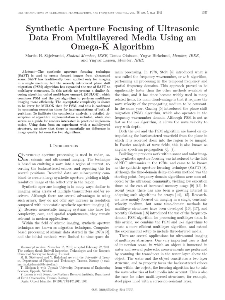 Omega-K Algorithm | PDF | Waves | Ultrasound