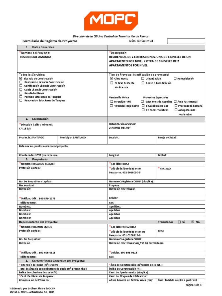 Formulario Mopc | PDF
