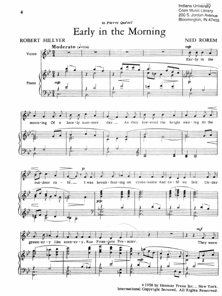 Rorem - Early in The Morning | PDF