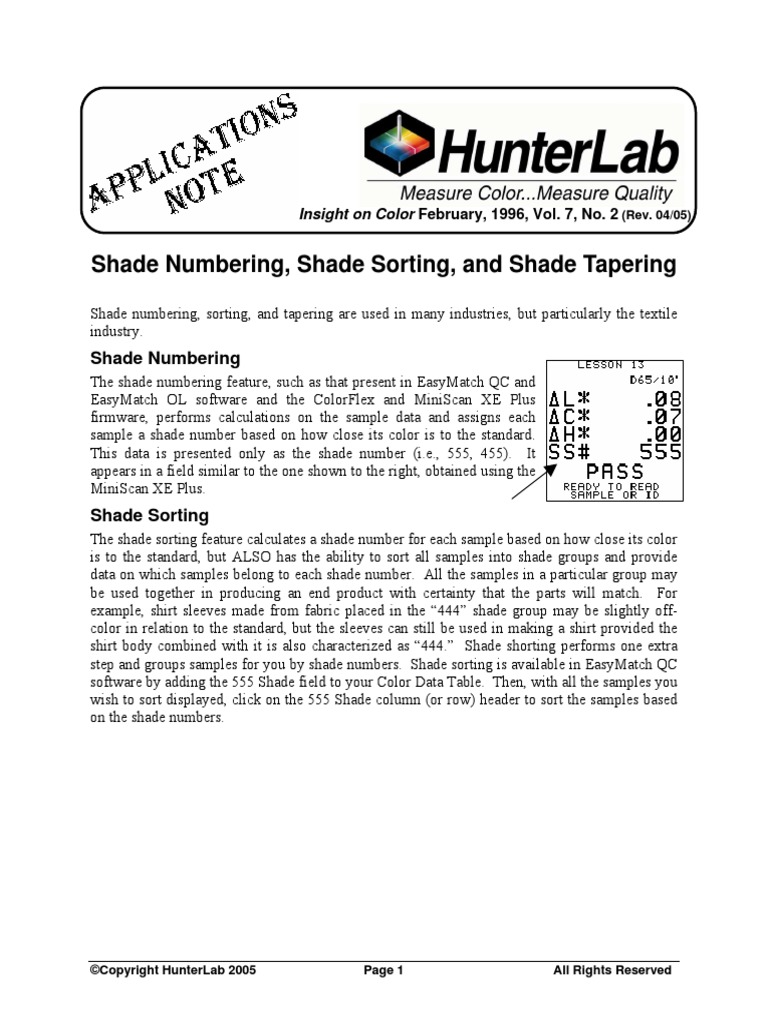 Shade Numbering, Shade Sorting, and Shade Tapering | PDF | Computing