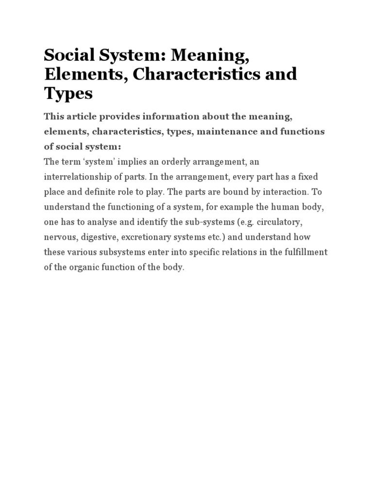Understanding Social Systems: A Comprehensive Look at the Meaning ...