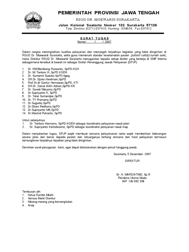 Surat Tugas DPJP | PDF