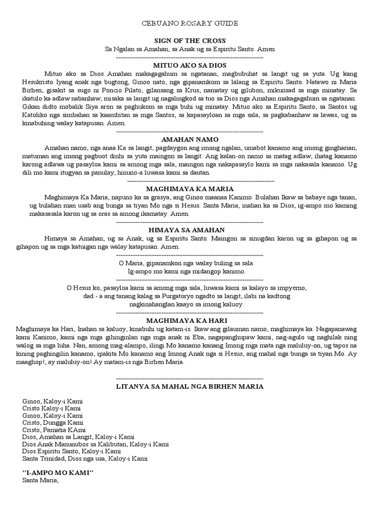 Holy Rosary Guide Bisaya | PDF