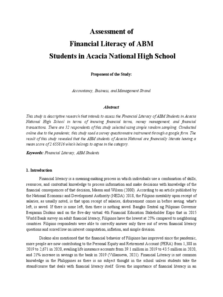 Financial Literacy Research | PDF | Literacy | Survey Methodology