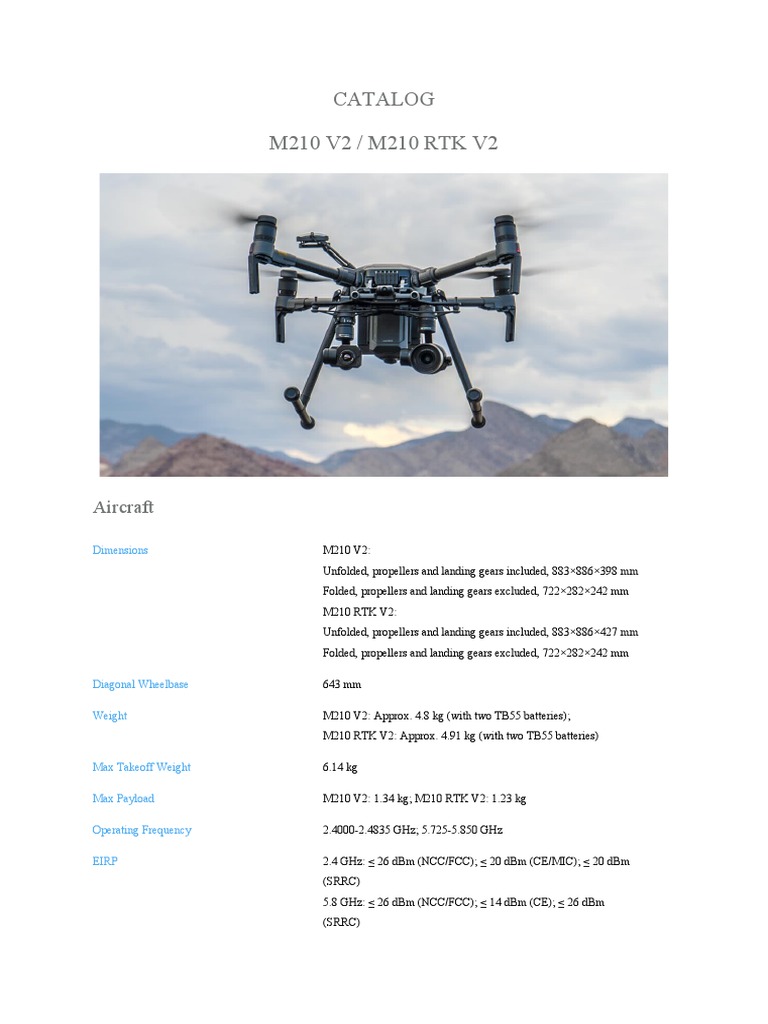 Catalog M210 V2 / M210 RTK V2: Aircraft | PDF | Exposure (Photography ...