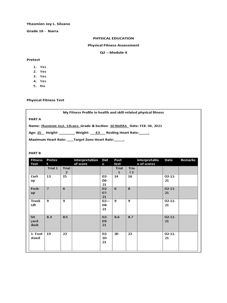 PE Module 4 Answers | PDF | Heart Rate | Physical Fitness