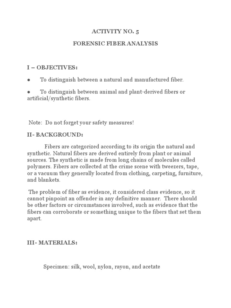 Lab Activity No 5 | PDF | Fibers | Synthetic Fiber