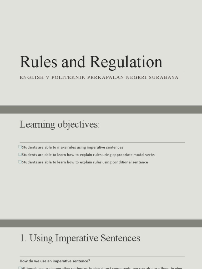 Rules and Regulation: English V Politeknik Perkapalan Negeri Surabaya ...
