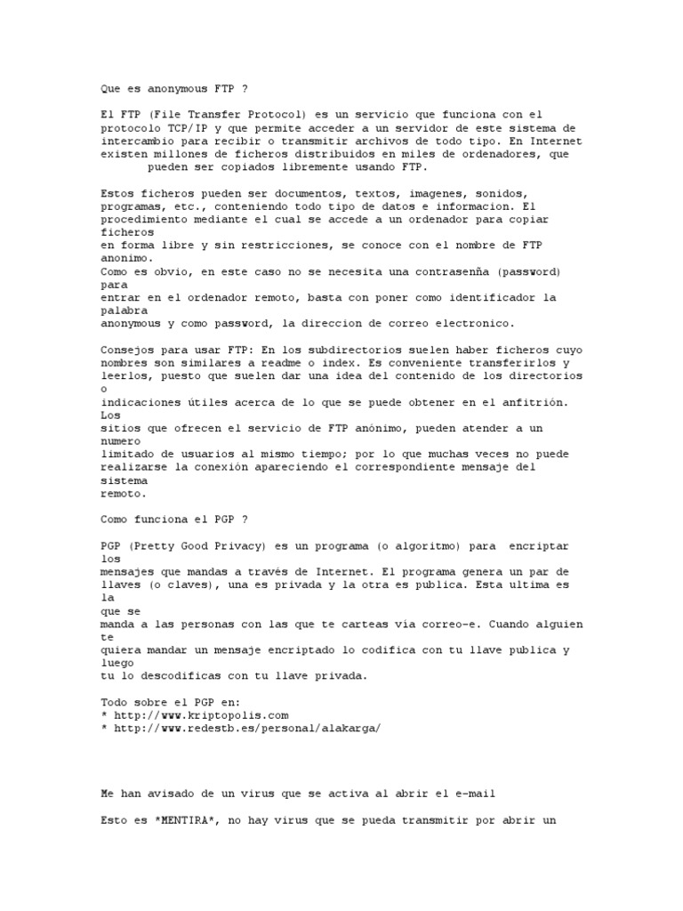 Que Es Anonymous FTP | PDF | Protocolo de transferencia de archivos ...