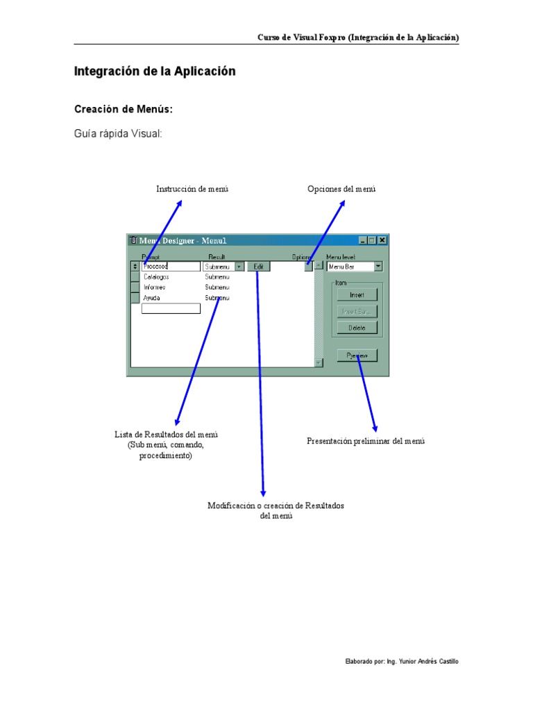 Creación de Menús en Visual FoxPro | PDF | Menú (Computación) | Atajo ...
