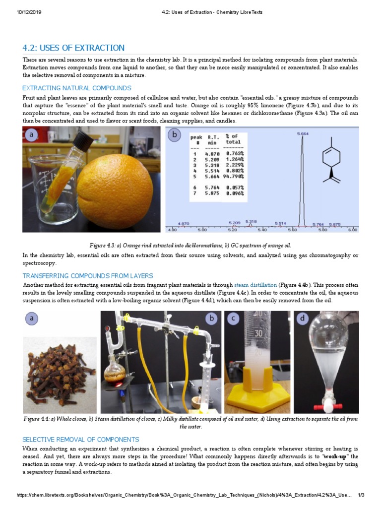4.2 - Uses of Extraction - Chemistry LibreTexts | PDF | Essential Oil | Oil