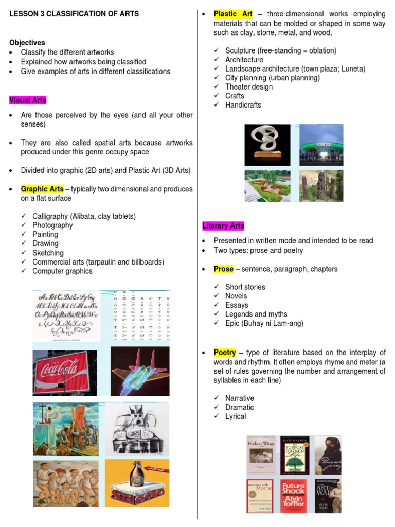 Classifying The Different Types Of Arts | PDF | Poetry | Theatre