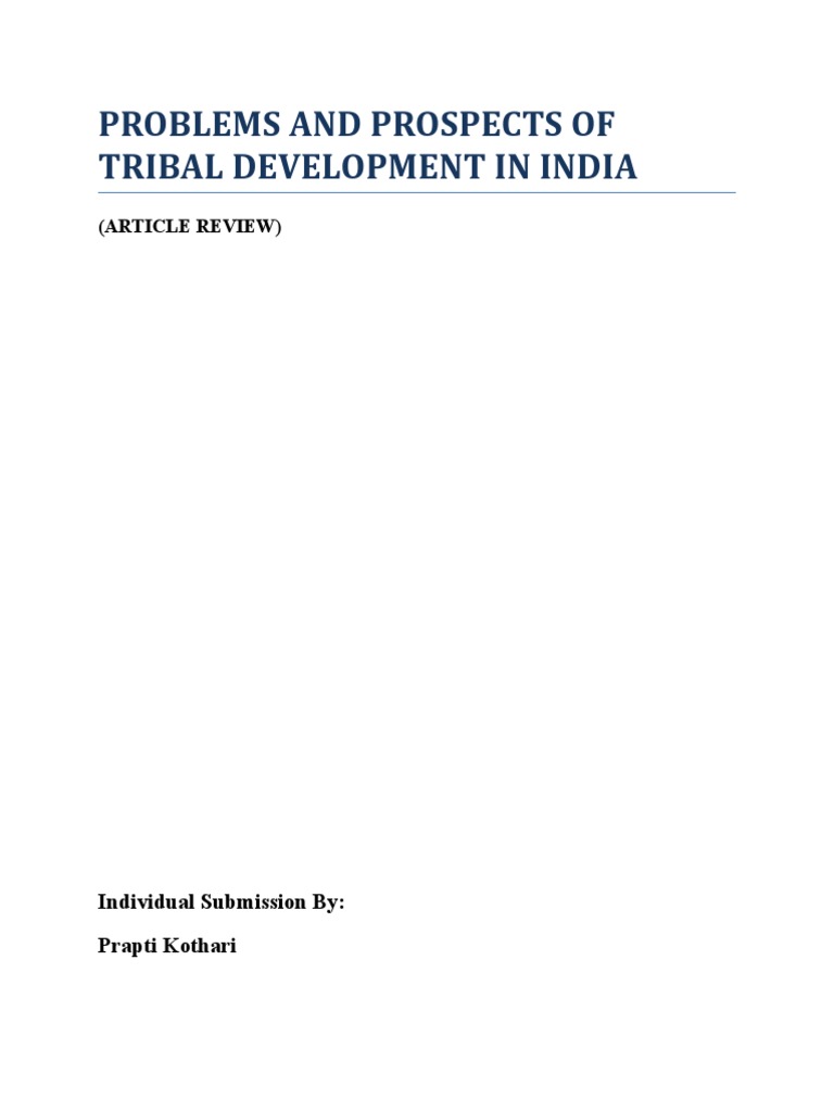 Problems and Prospects of Tribal Development in India: (Article Review ...