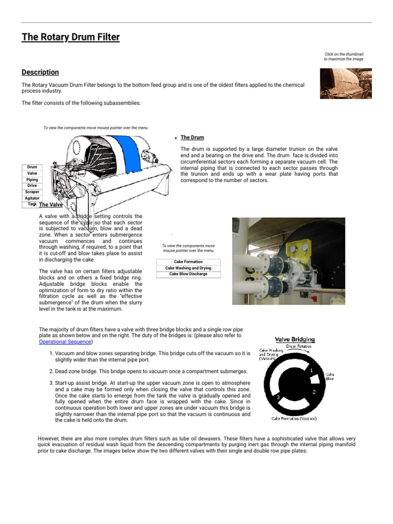 The Rotary Drum Filter: Description | PDF | Filtration | Chemical ...