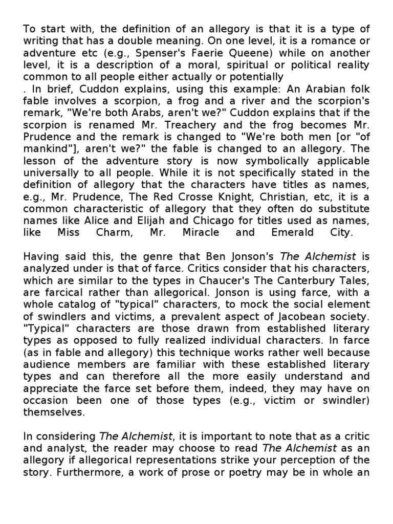 Alchemist | PDF | Allegory | Ben Jonson