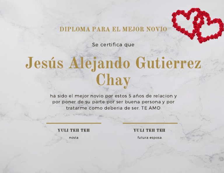 Diploma para El Mejor Novio | PDF