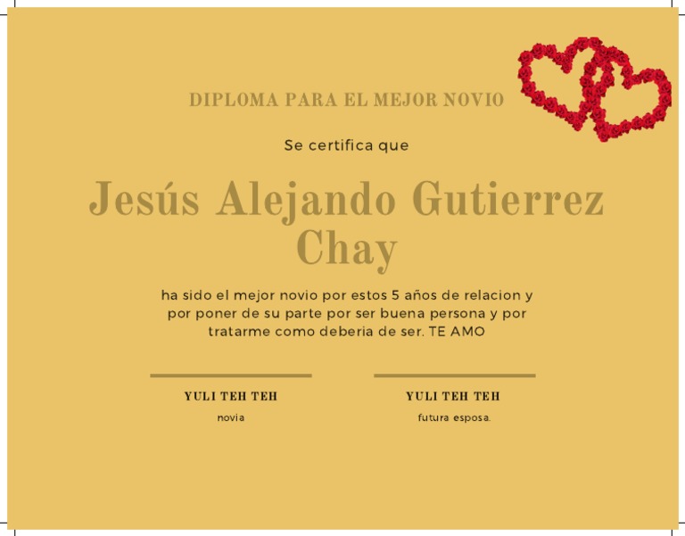 Diploma para El Mejor Novio | PDF