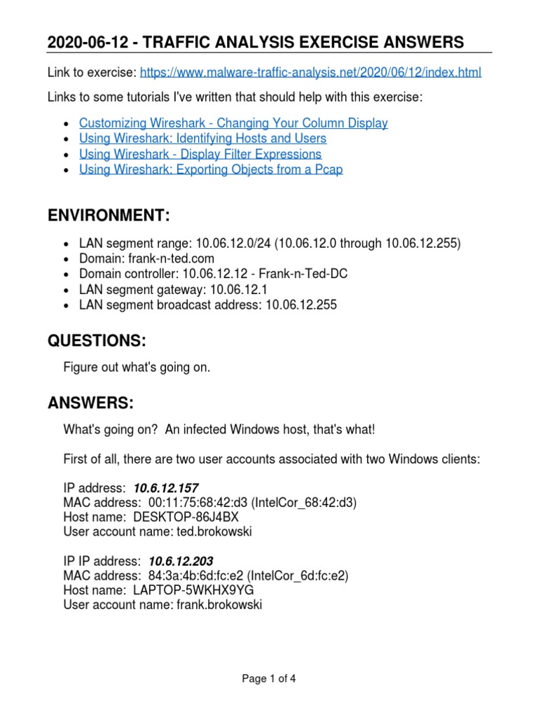 2020-06-12 - Traffic Analysis Exercise Answers: Page 1 of 4 | PDF | Hypertext Transfer Protocol ...