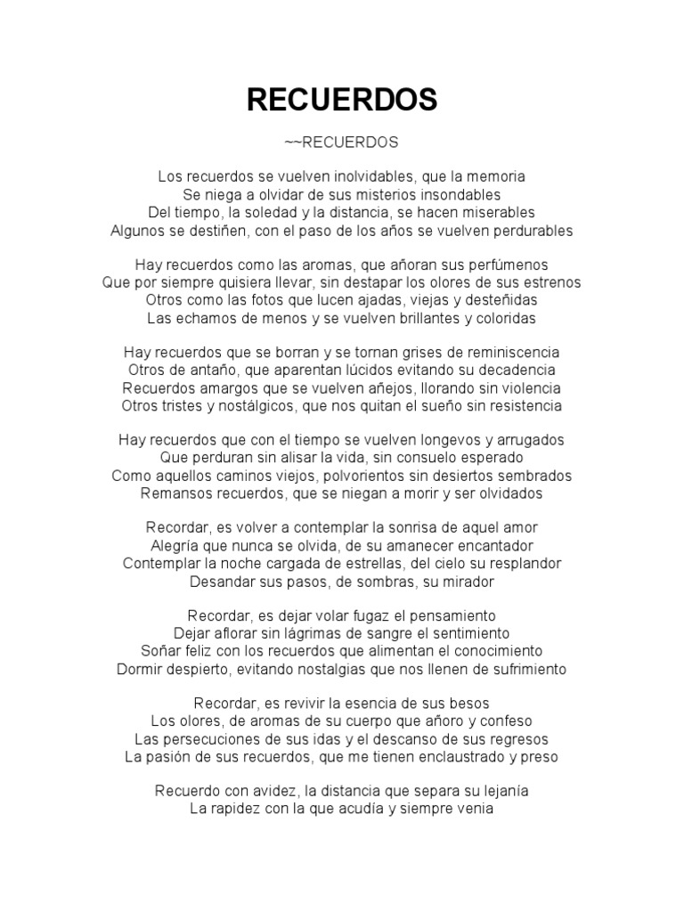 Recuerdos Poema | PDF