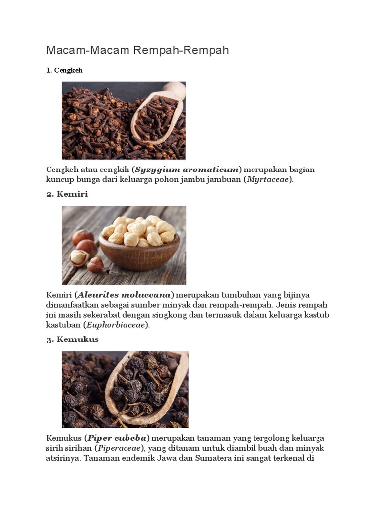 Macam-Macam Rempah-Rempah dan Manfaatnya | PDF