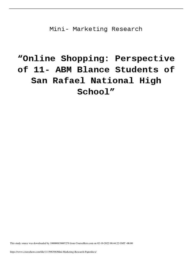 Mini Marketing Research Paper | PDF | Online Shopping | Behavior