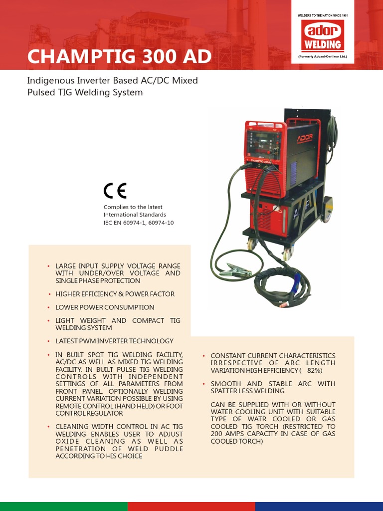 Champtig 300 Ad: Indigenous Inverter Based AC/DC Mixed Pulsed TIG ...