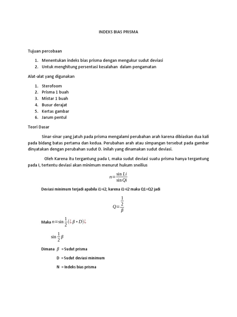 Indeks Bias Prisma | PDF