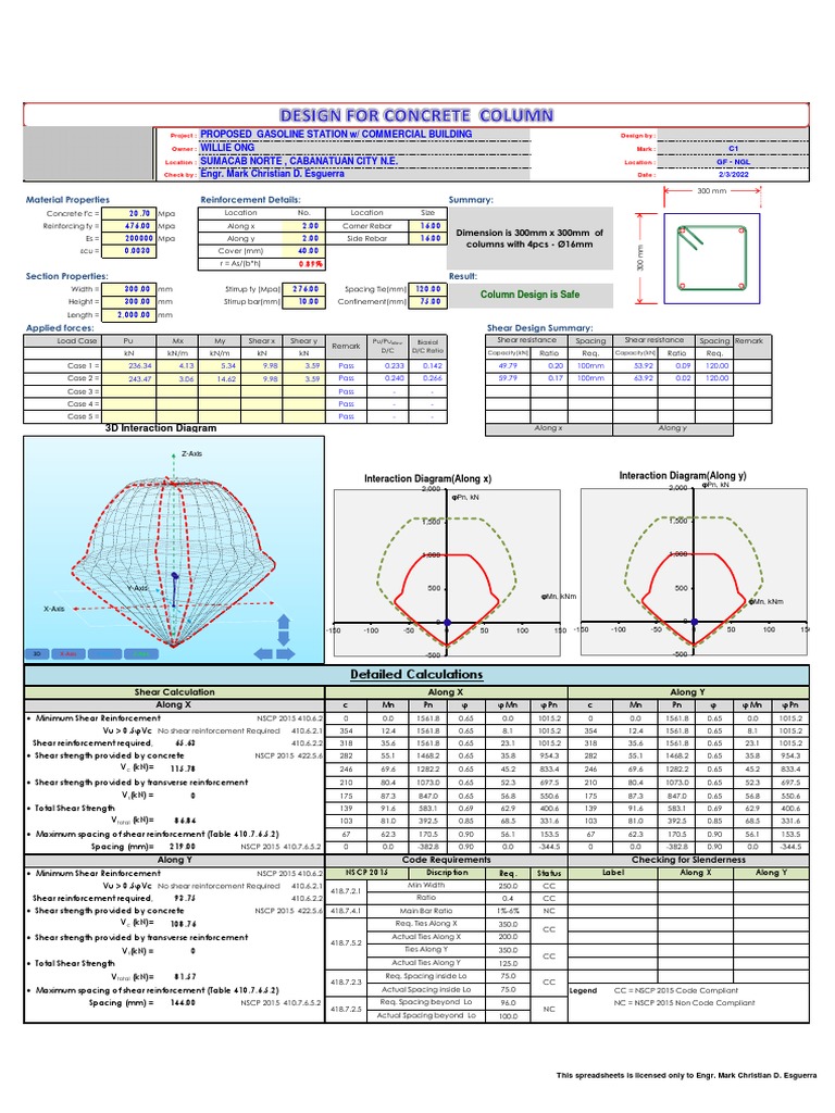Dimension Is 300mm X 300mm of Columns With 4pcs - Ø16mm | PDF | Civil ...