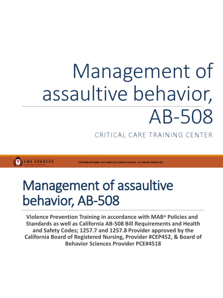 Management of Assaultive Behaivor | PDF | Violence | Body Language