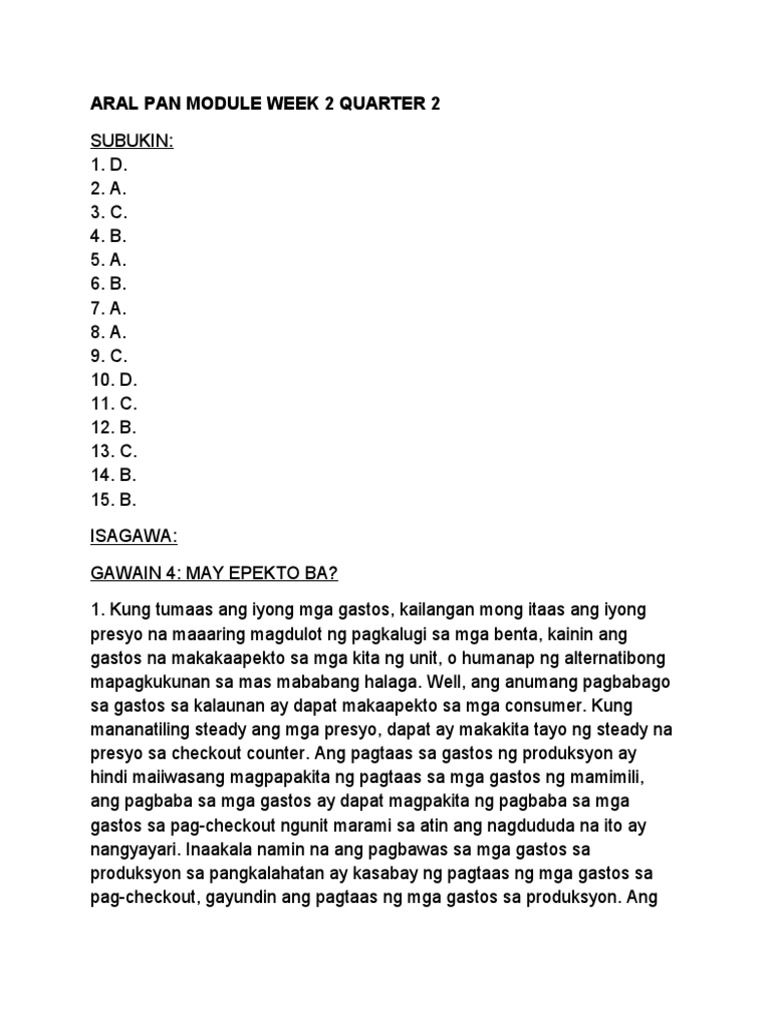 Aral Pan Module Week 2 Quarter 2 | PDF