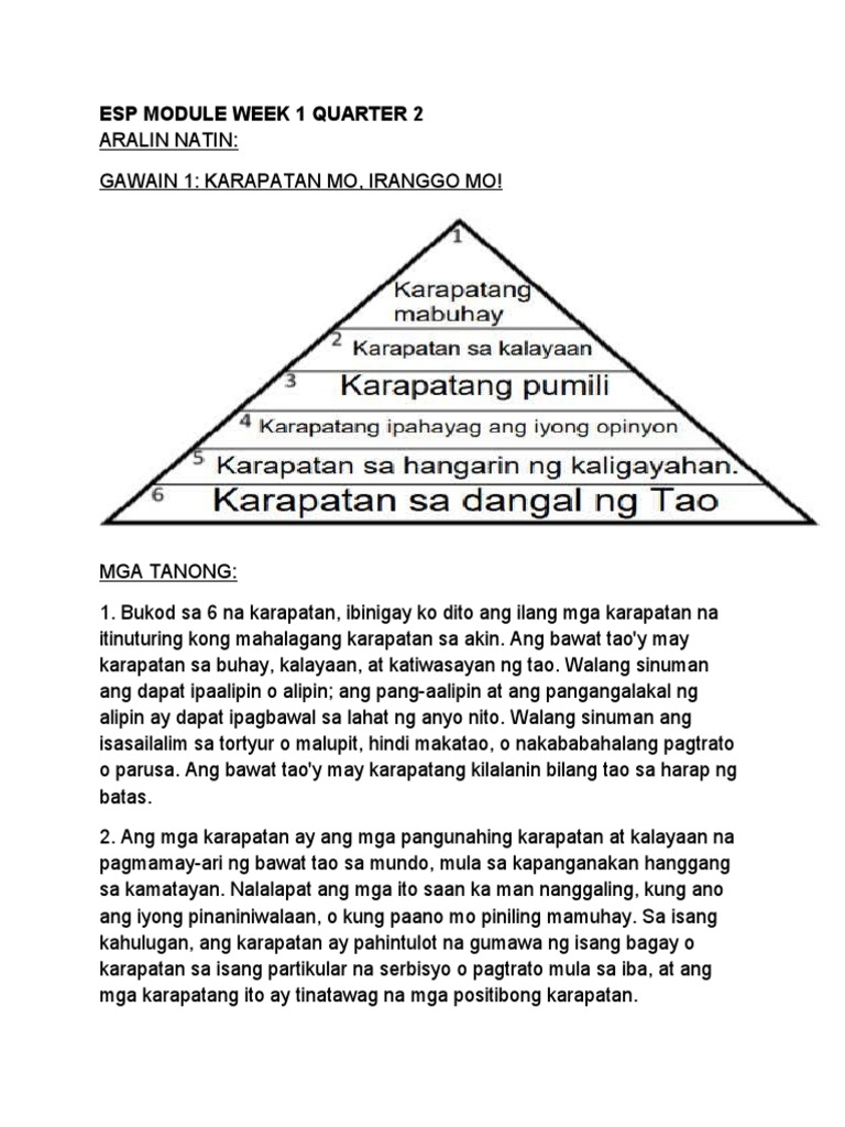 Esp Module Week 1 Quarter 2 | PDF