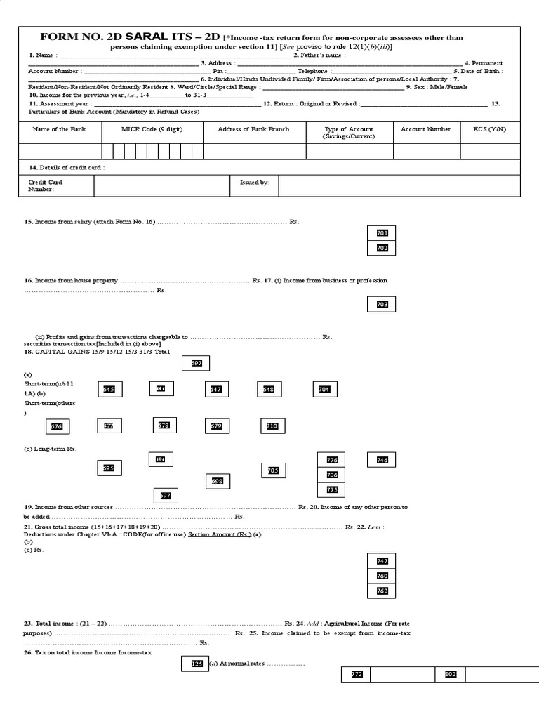 Saral Form 2D | PDF | Taxes | Income Tax