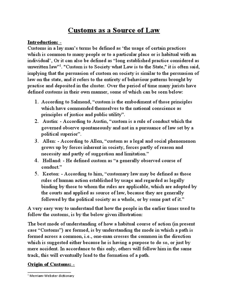 Customs as Legal Foundations | PDF | Sources Of Law | Common Law