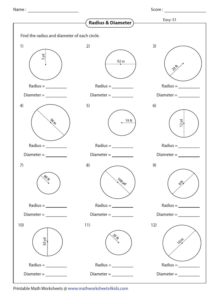 Radius Diameter 1 | PDF | Elementary Geometry | Length
