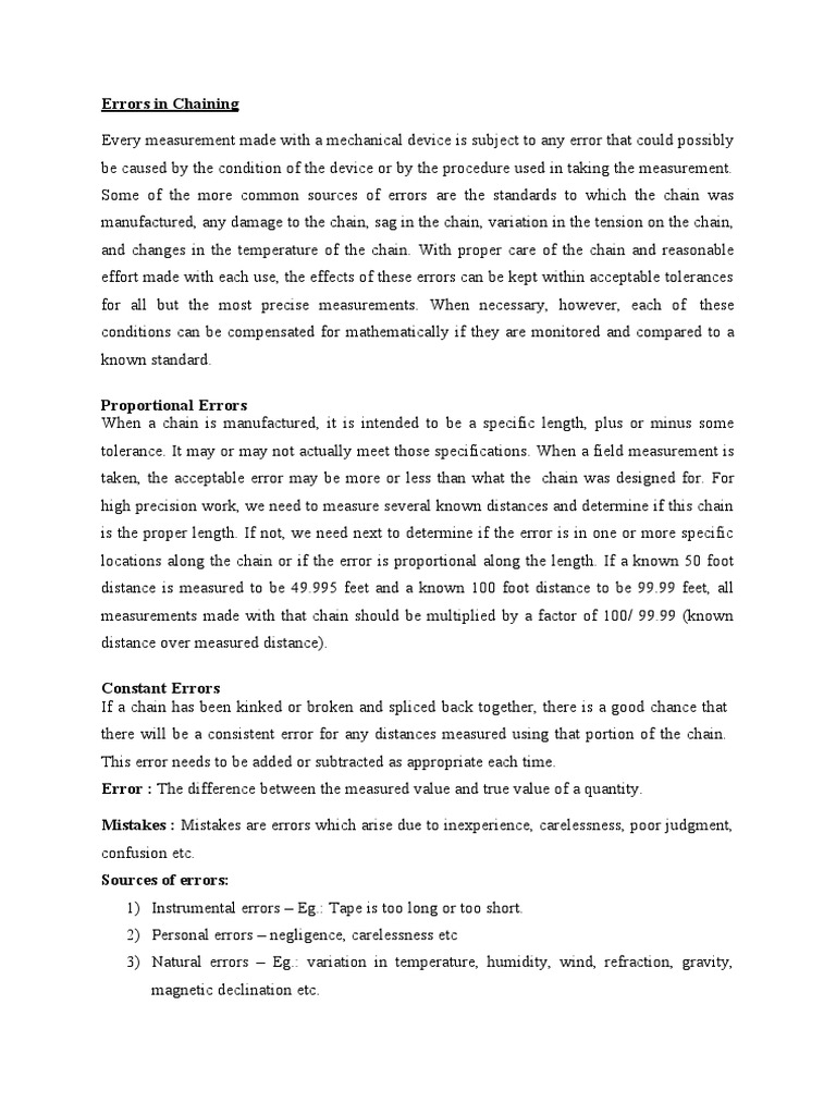 Chain Corrections - Notes | PDF | Surveying | Measurement