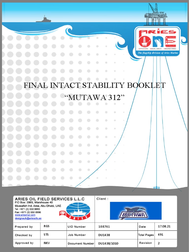 Intact Stability Booklet for Mutawa 312 | PDF | Crane (Machine) | Hull (Watercraft)