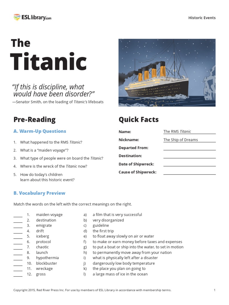 98 The-Titanic Can Student | PDF | Ships | International Maritime Incidents