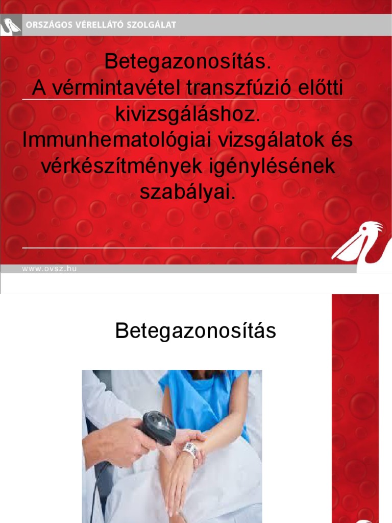 DR - Simon Zsófia - Vérmintavétel Transzfúzió Előtti Kivizsgáláshoz | PDF