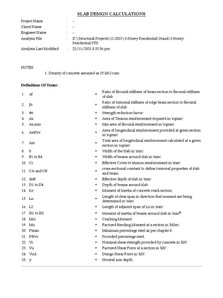 Slab Design Calculations | PDF | Beam (Structure) | Structural Engineering