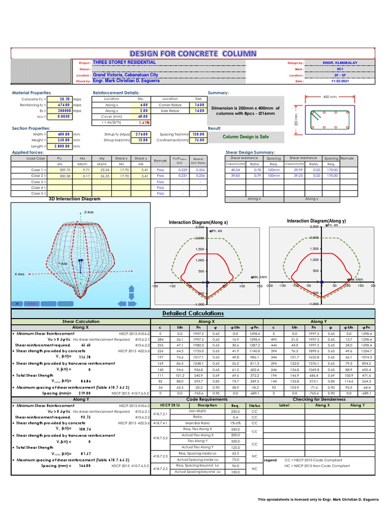 Dimension Is 250mm X 400mm of Columns With 8pcs - Ø16mm: Three Storey ...
