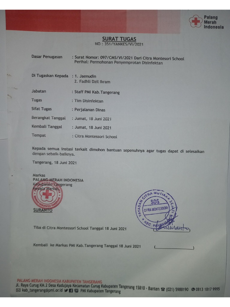 Surat Tugas PMI | PDF