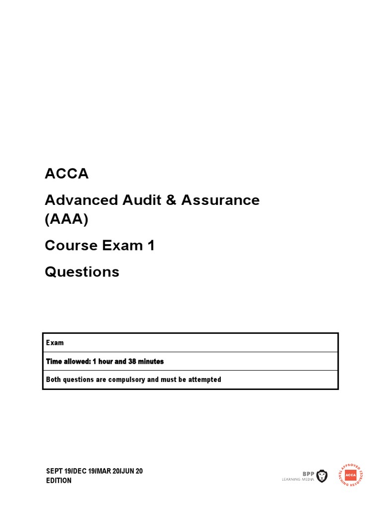 ACCA AAA Past Exam Questions and Risks | PDF | Audit | Accountant