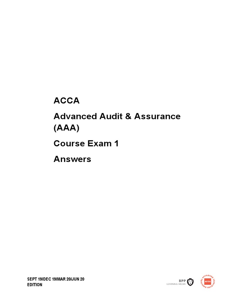 ACCA AAA Exam 1 Answers Overview | PDF | Audit | International ...