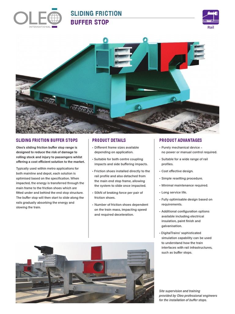 Sliding Friction Buffer Stops for Trains | PDF | Train | Rail Transport