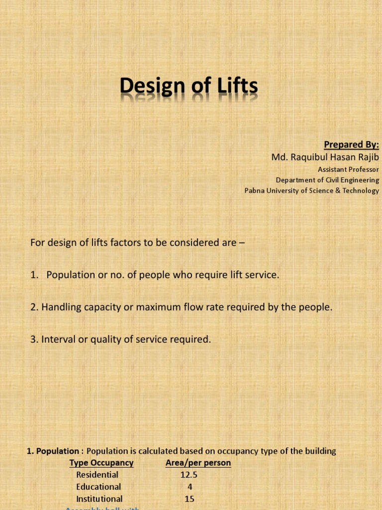 Design of Lift | PDF | Elevator