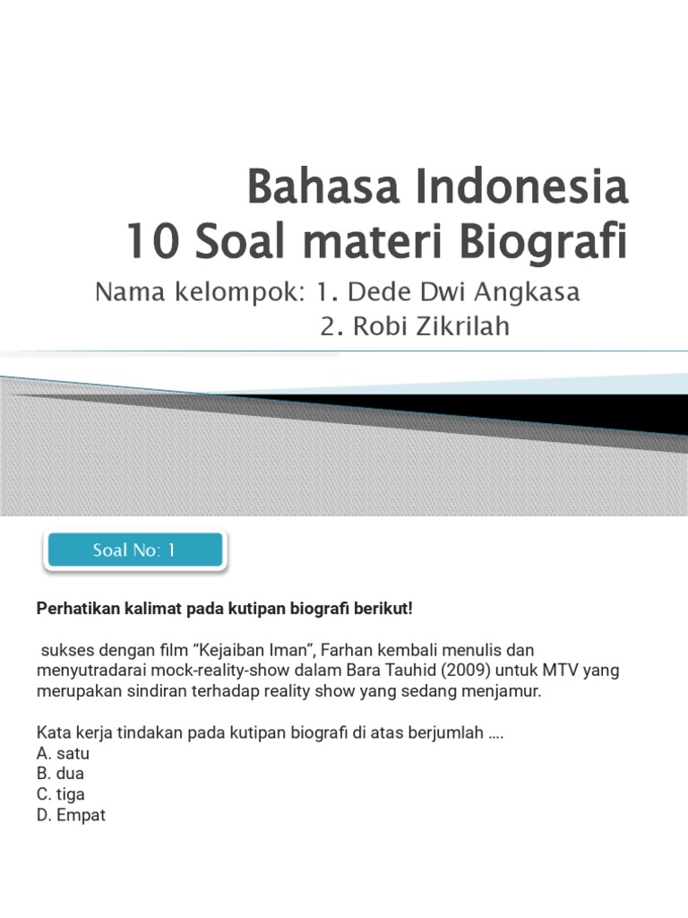 Bahasa Indonesia 10 Soal Biografi Pdf
