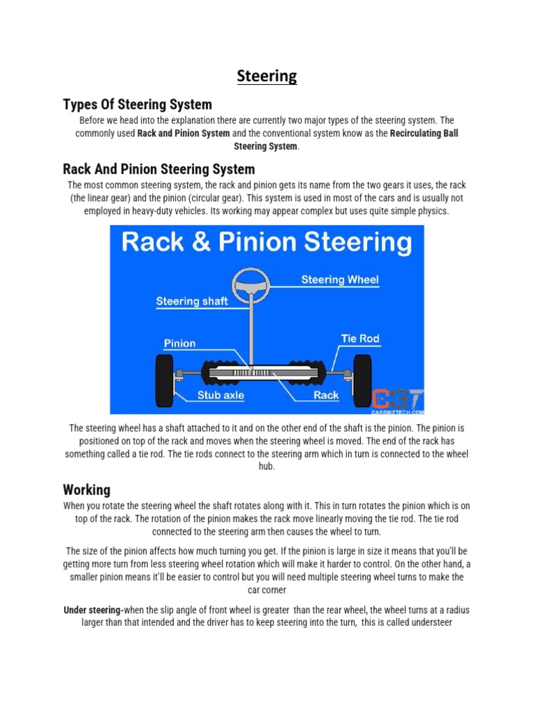 Steering: Types of Steering System | PDF